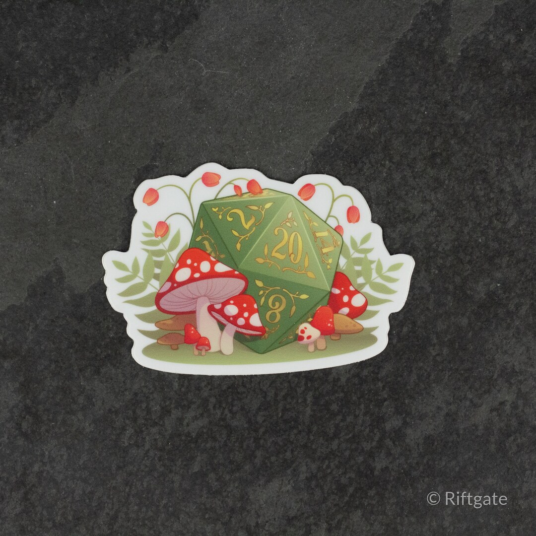 Mushroom D20 Dnd Sticker - Dungeons and Dragon Sticker - Laptop, Hydro ...