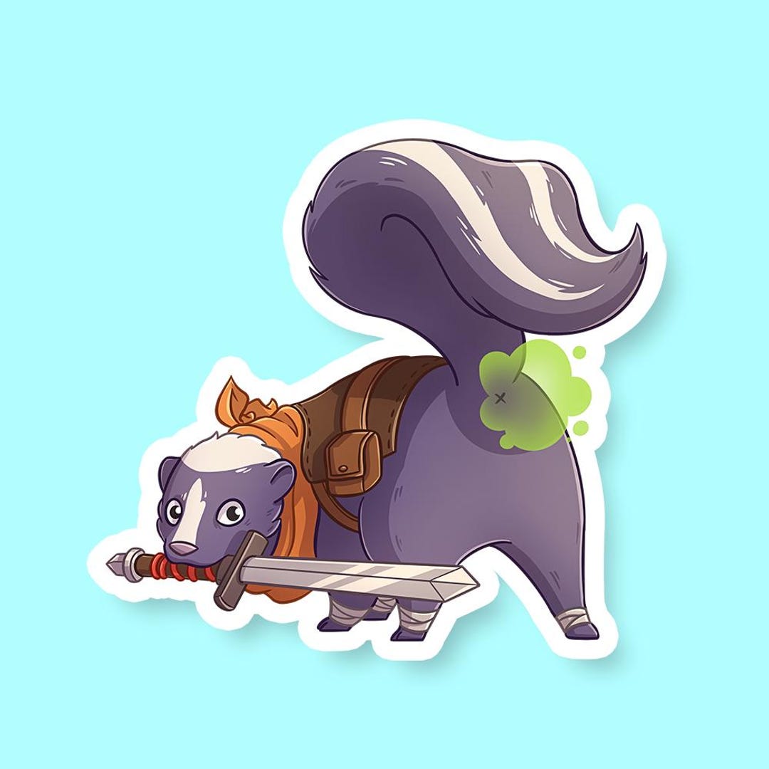 Fighter Class Skunk Dnd Sticker - Dungeons and Dragons Sticker, Laptop ...