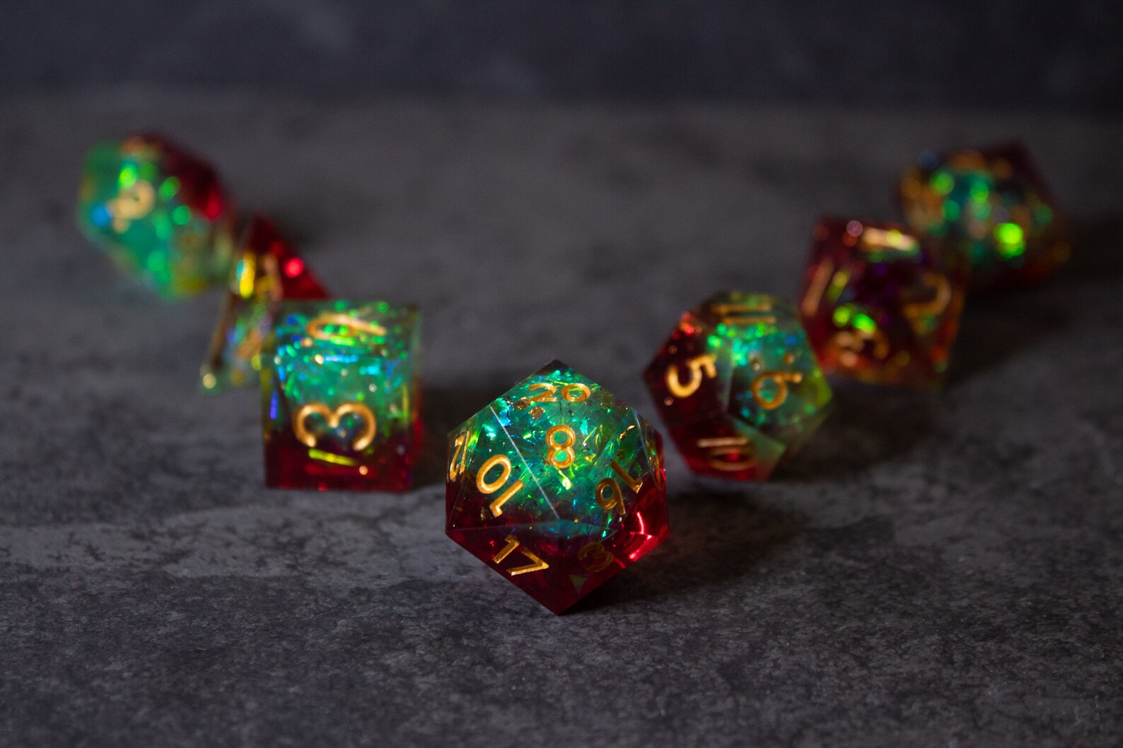 Fairy Fire Dice Set / Red Opalescent Sharp Edge Resin Dice for - Etsy