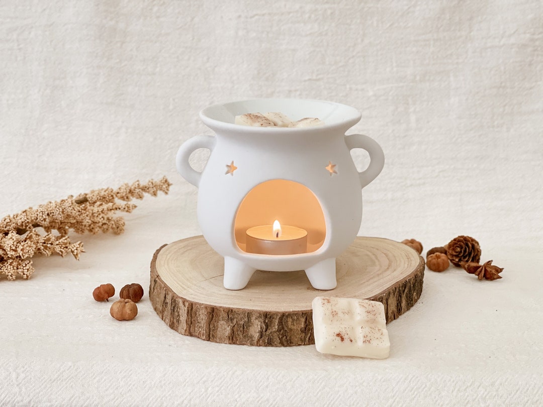 White Pentagram Cauldron Oil Burner | Cauldron Wax Burner Halloween ...