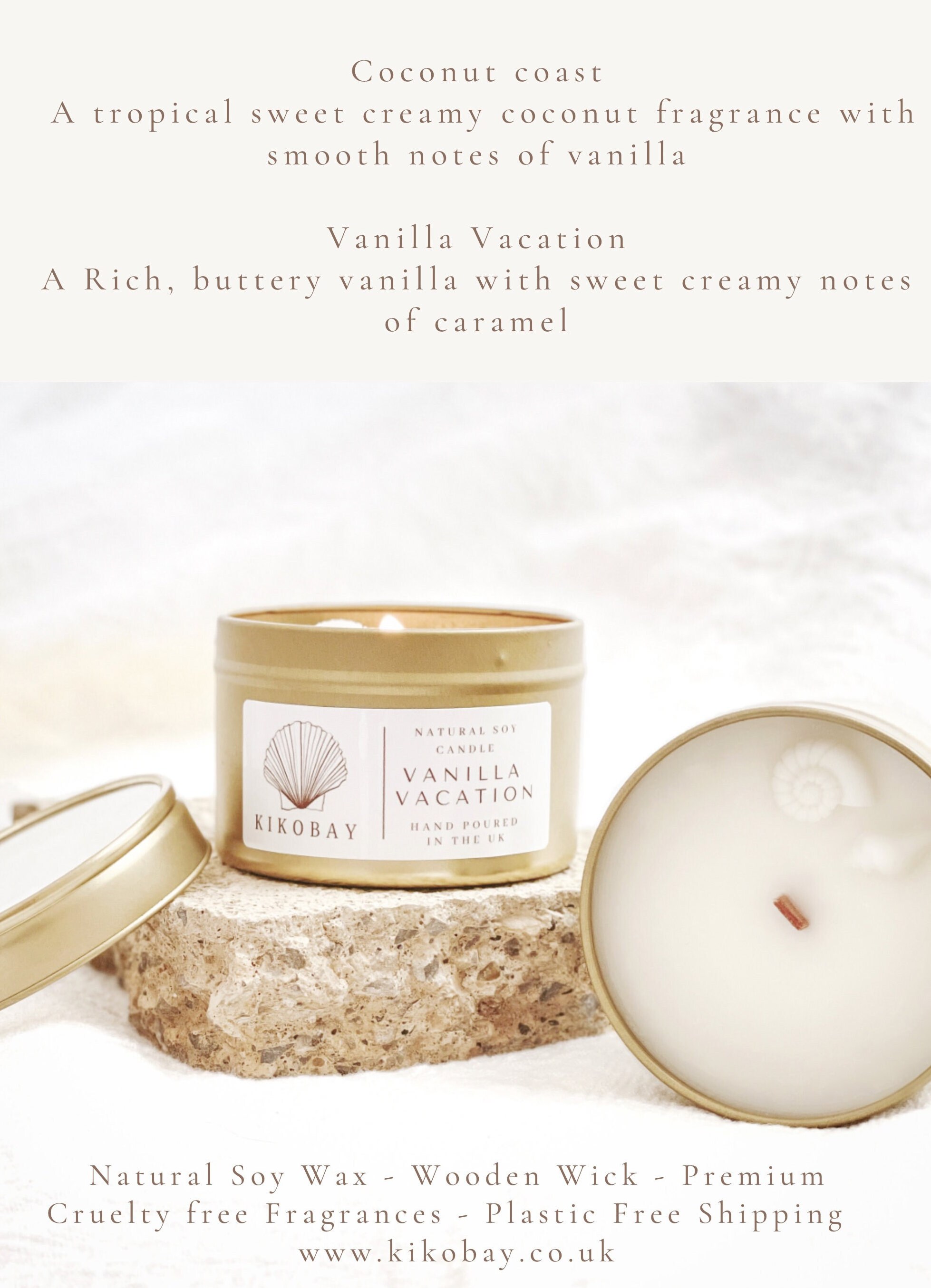 Vanilla & Coconut Soy Candle Gift Set Wooden Wick Candle - Etsy UK