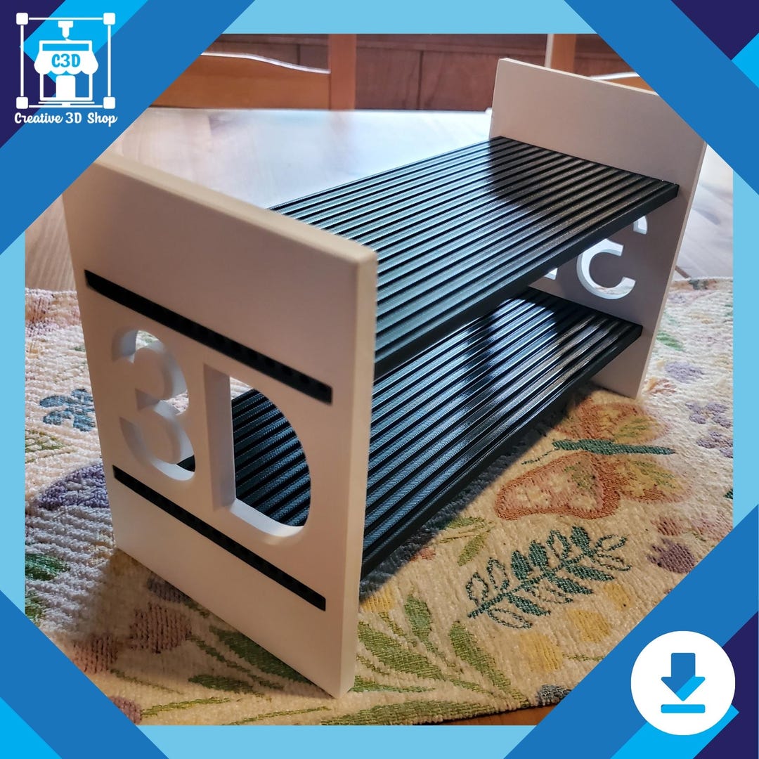 3D Printed Display Shelf STL File – 2-tier Desk Organizer With 3D ...