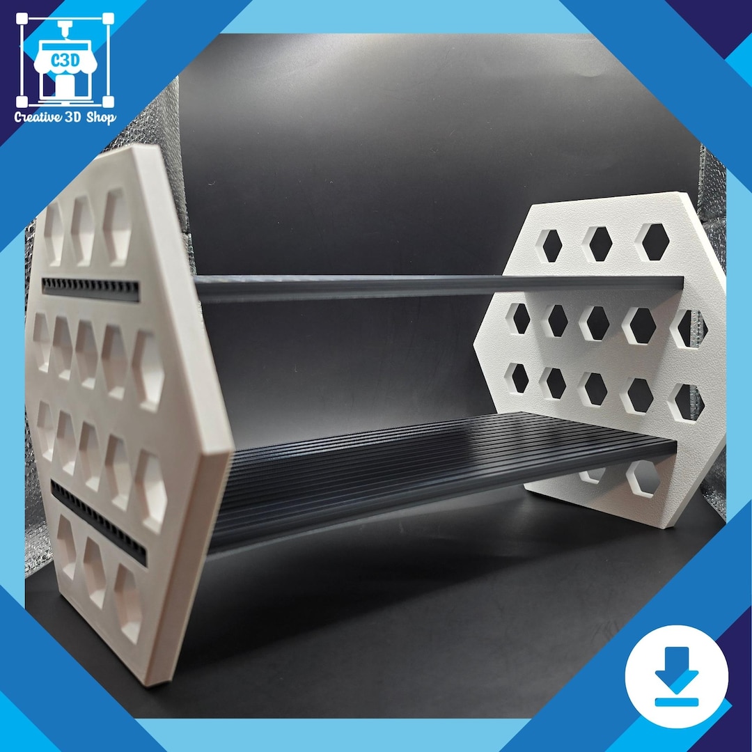 3D Printed Hexagon Display Shelf STL File – 2-tier Desk Organizer or ...
