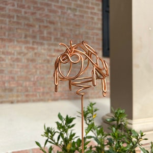 Wire Ladybug Garden Stake Handmade Ladybug Garden Pick Plant Accessory ...