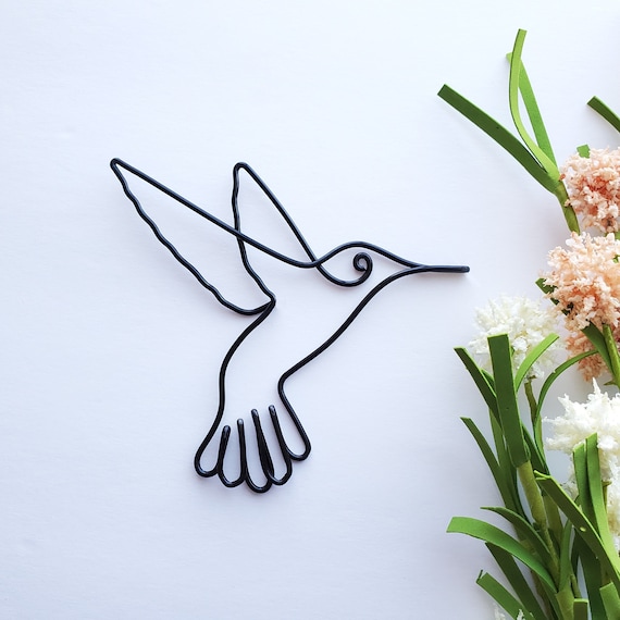 Wire Hummingbird Art One Continuous Line Art Wire Decor - Etsy