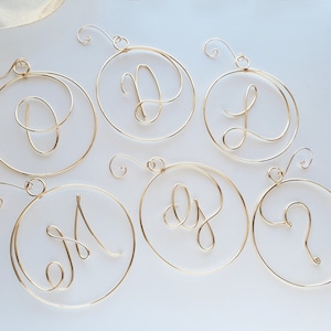 Personalized Letter Ornament, Wire Letter Ornament, Gold or Silver Wire ...