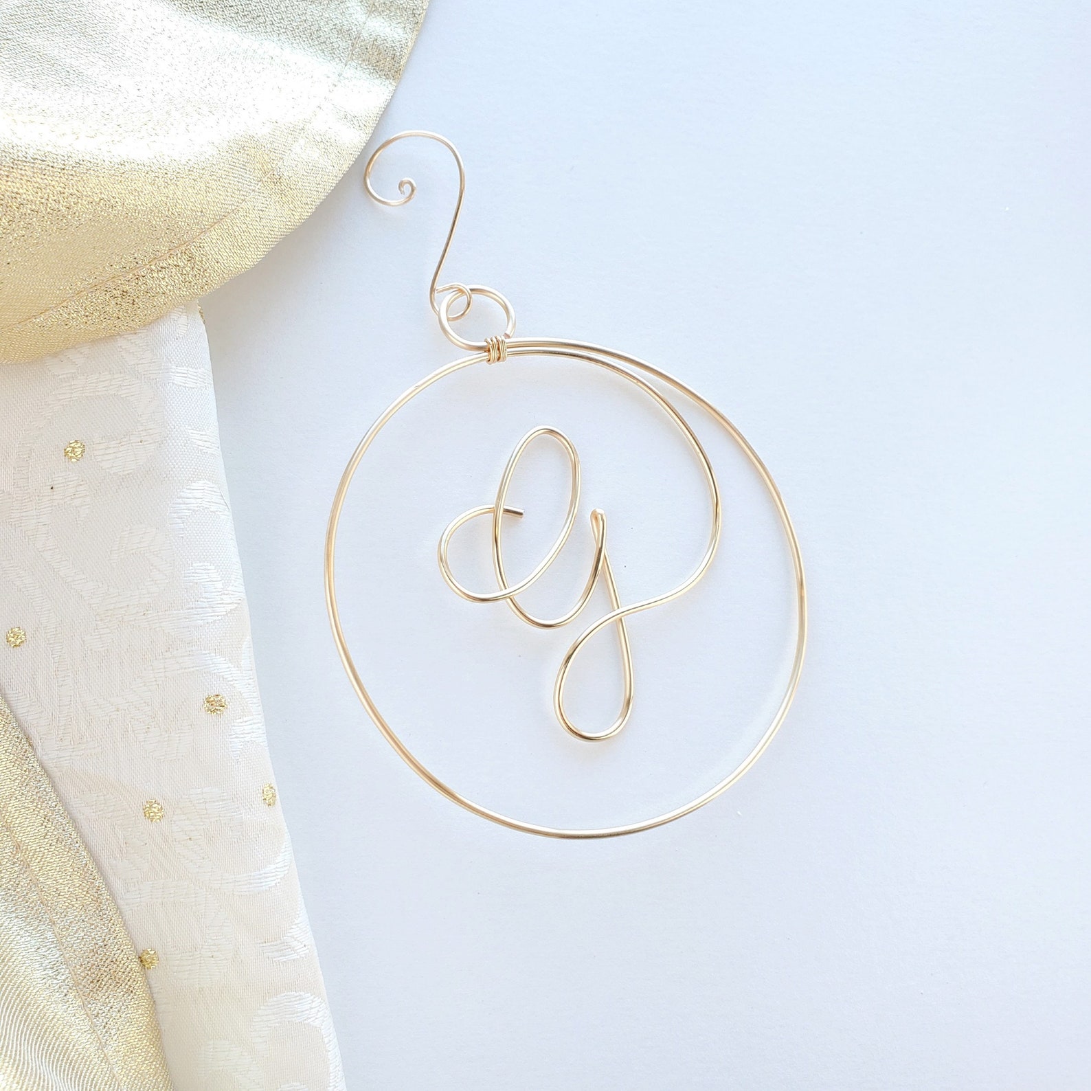 Personalized Letter Ornament, Wire Letter Ornament, Gold or Silver Wire ...