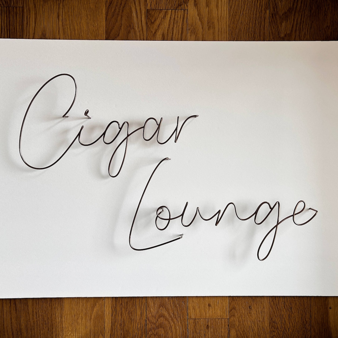 Cigar Lounge Wire Sign | Personalized Cigar Bar Sign | Man Cave Lounge ...