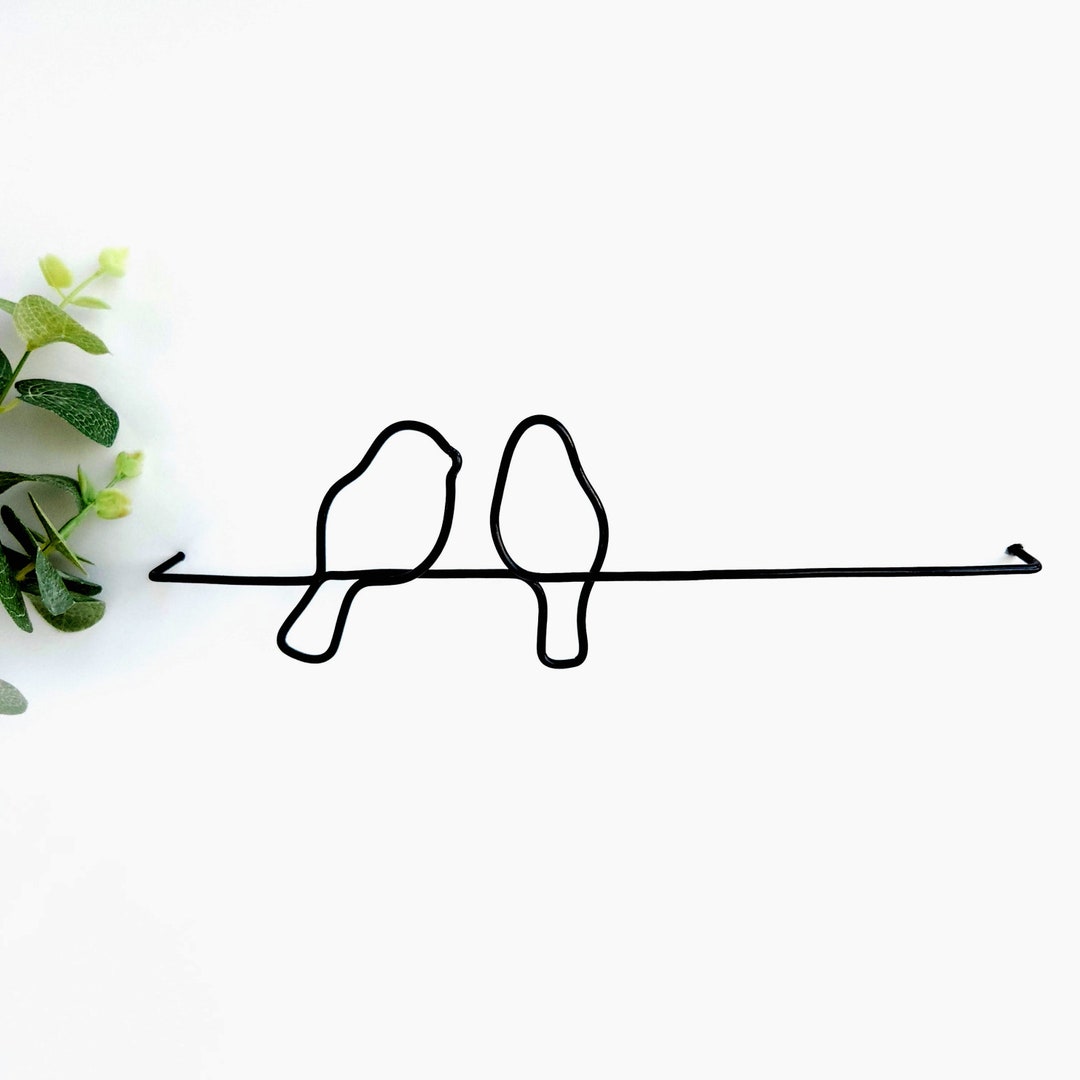 Birds on a Wire Art | Single Line Wire Art | Love Birds | Bird Lover ...