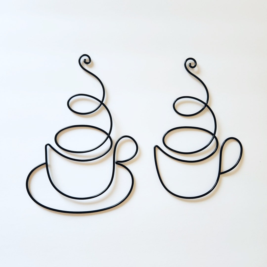 Wire Cup Art | Coffee Tea Station Decor | Hot Beverage Art | Wire Decor ...