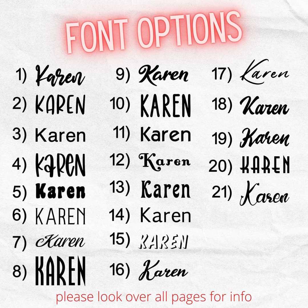 Custom Name Decal, Name Sticker, Font Variety, Color Options, Word ...