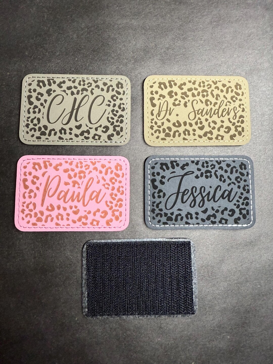 Personalized Cheetah Print Velcro Bag Patch – Engraved Name, Velcro ...