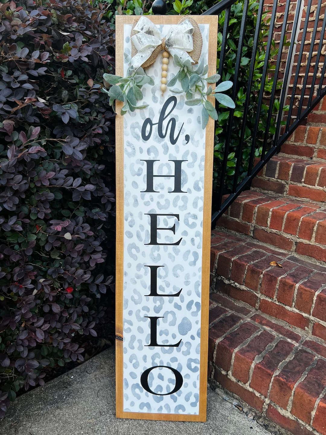 Painted Leopard Print Wood Door Leaner - SHIPS FREE - Porch Sign ...