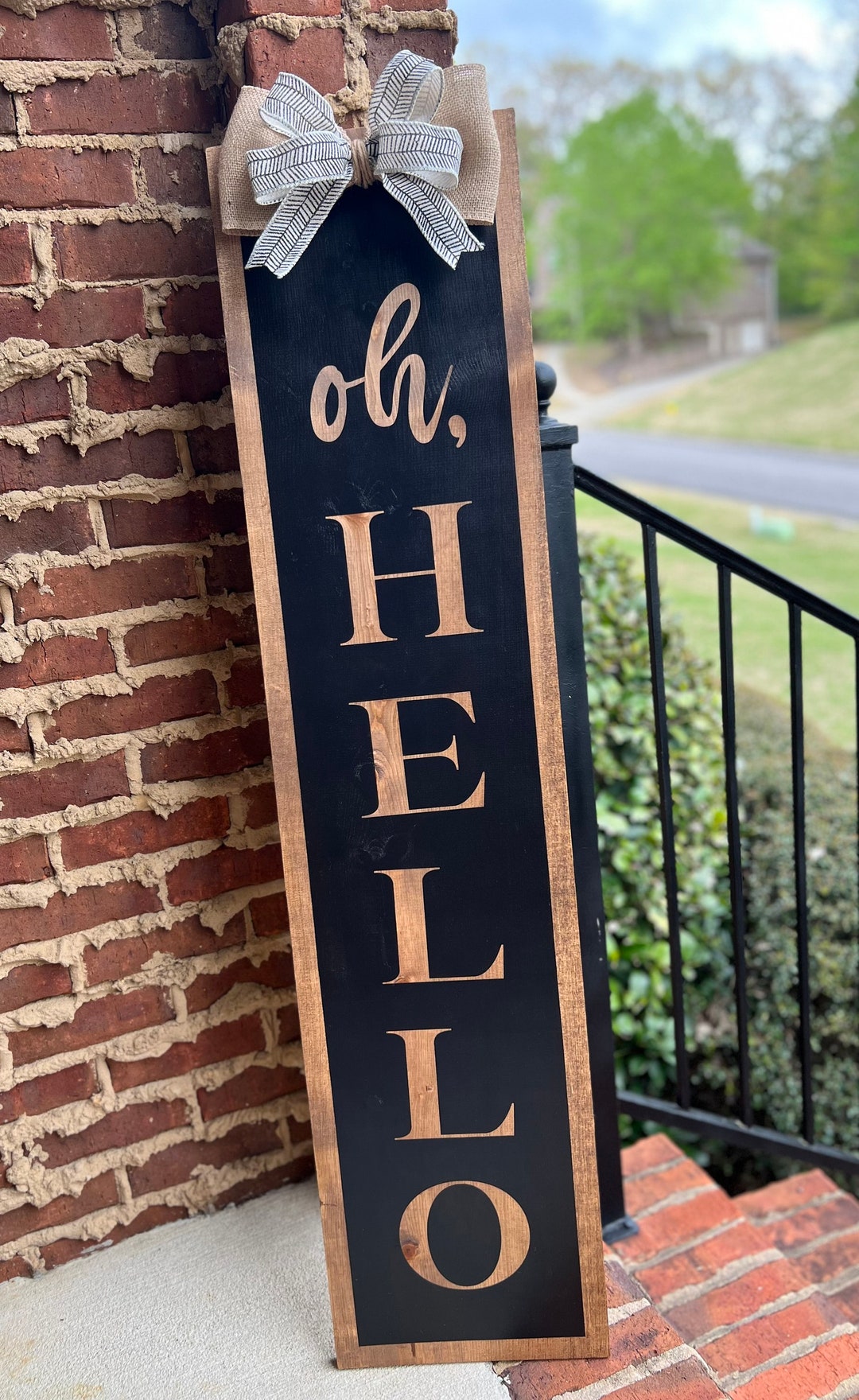 Oh, Hello Wood Door Leaner FREE SHIPPING Painted Welcome Sign Front ...