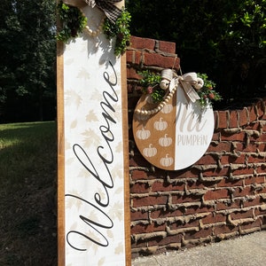 Painted Welcome Fall Wood Door Leaner - SHIPS FREE - Porch Sign ...