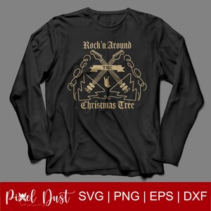 Rock'n Around the Christmas Tree, Rock'n Roll Themed Holiday Graphic ...