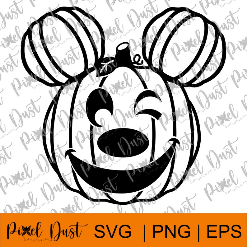 Mickey Mouse Halloween Pumpkin Winking Face SVG, EPS, PNG, Cricut ...
