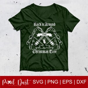 Rock'n Around the Christmas Tree, Rock'n Roll Themed Holiday Graphic ...