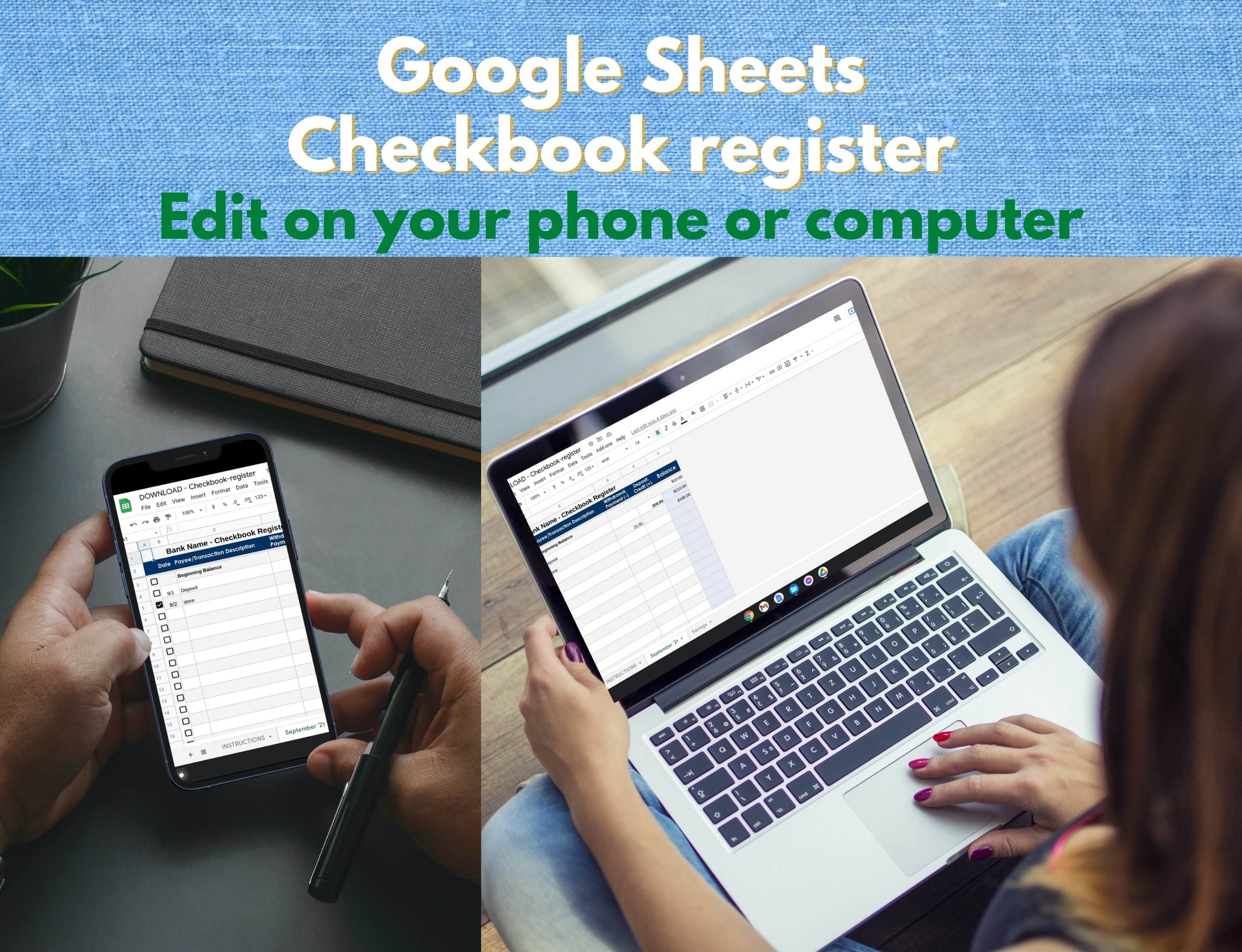 Check Register in Google Sheets With Formulas Budgeting | Etsy