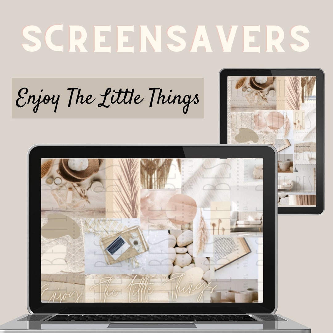 Desktop and Phone Screensaver Bundle; Beige Collage - Etsy