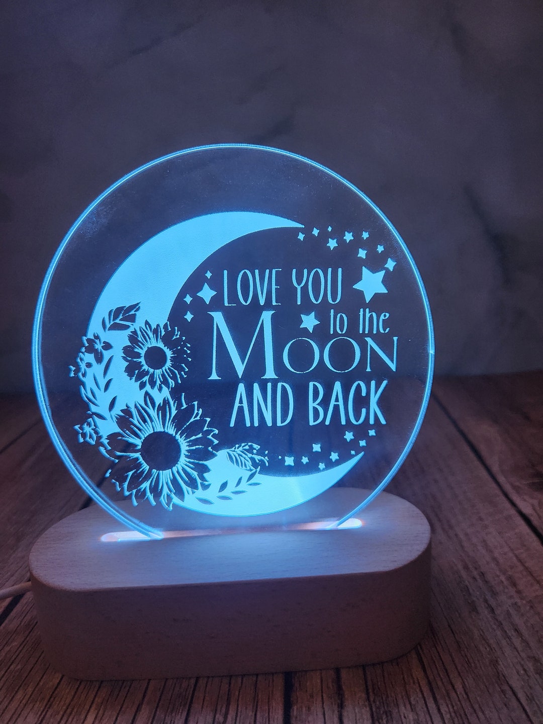 Personalized Crescent Moon Night Light for Baby Girl, to the Moon and ...