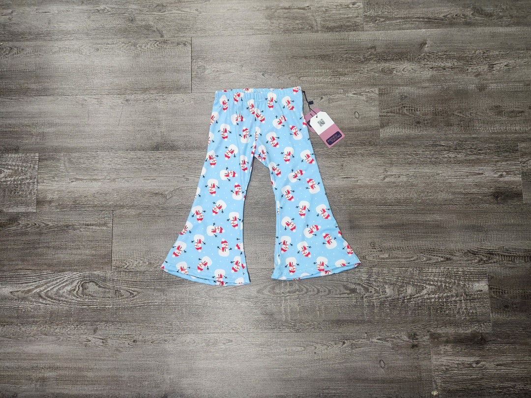Snowman Leggings, Flare Pants Girls, Girls Winter Outfit, Girls Winter ...