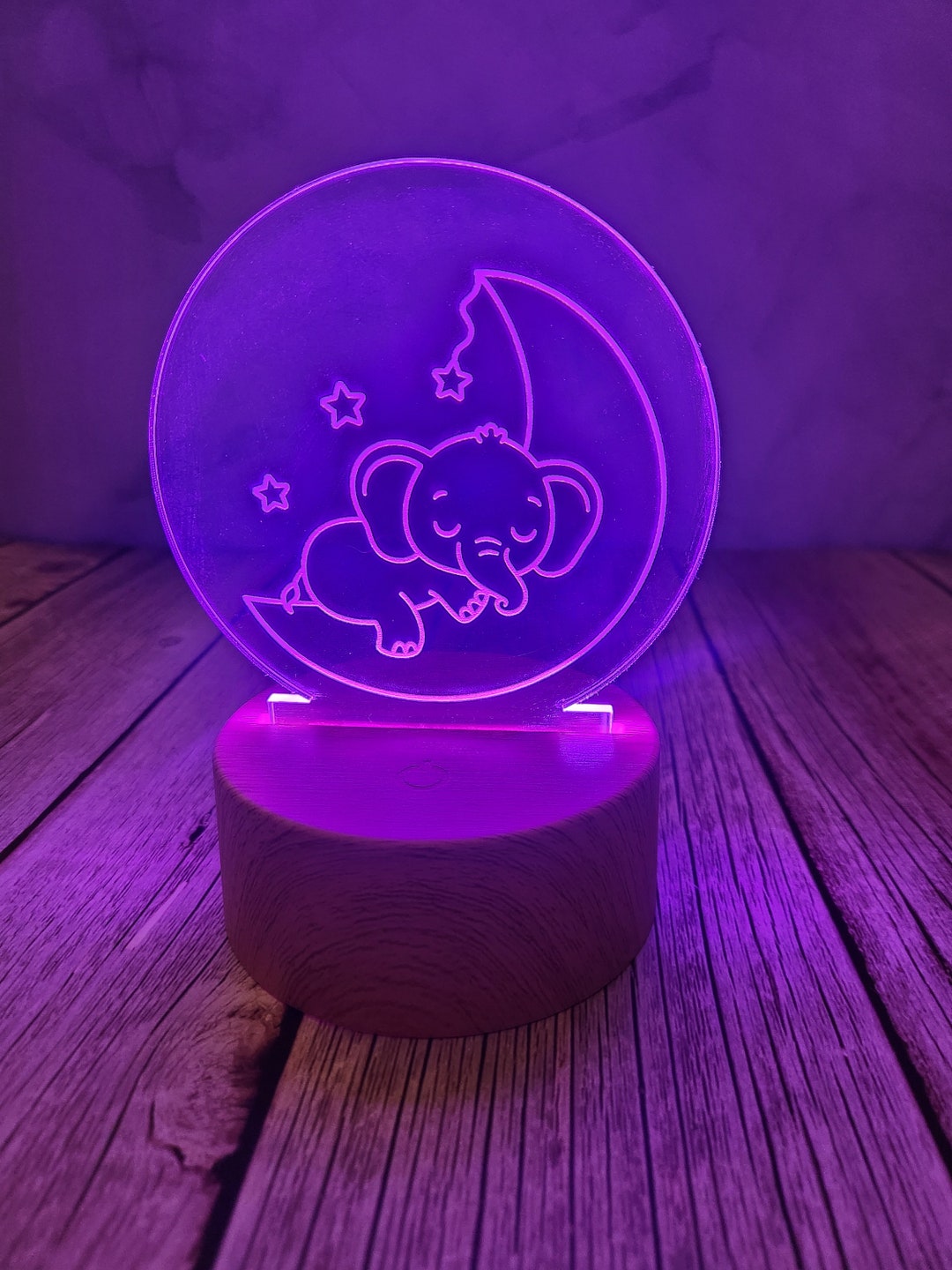 Personalized Elephant Night Light for Kids, Safari Baby Shower Gifts ...