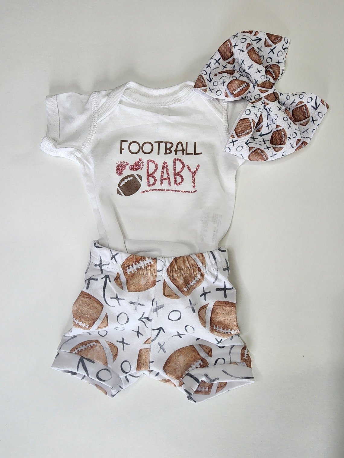 Baby Girl Football Outfit With Bow, Game Day Football Shirt, Fall ...