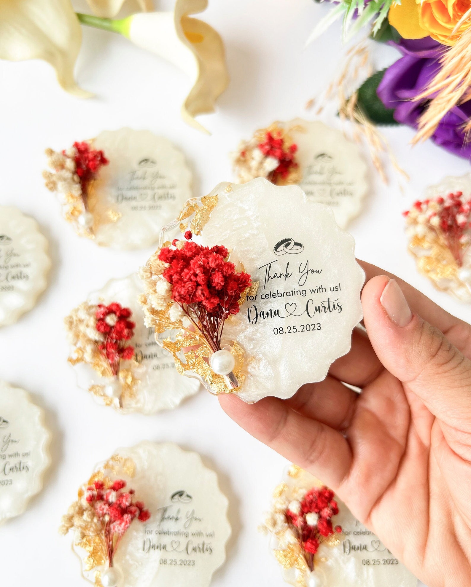 Wedding Party Favors for Guests, Resin Magnet, Epoxy Magnet Favors ...