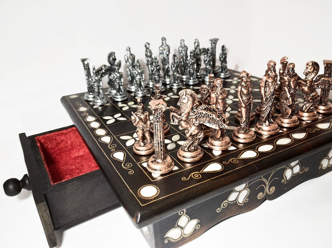 Personalized Wooden Chess Set, Gift for Him Boyfriend Valentines ...