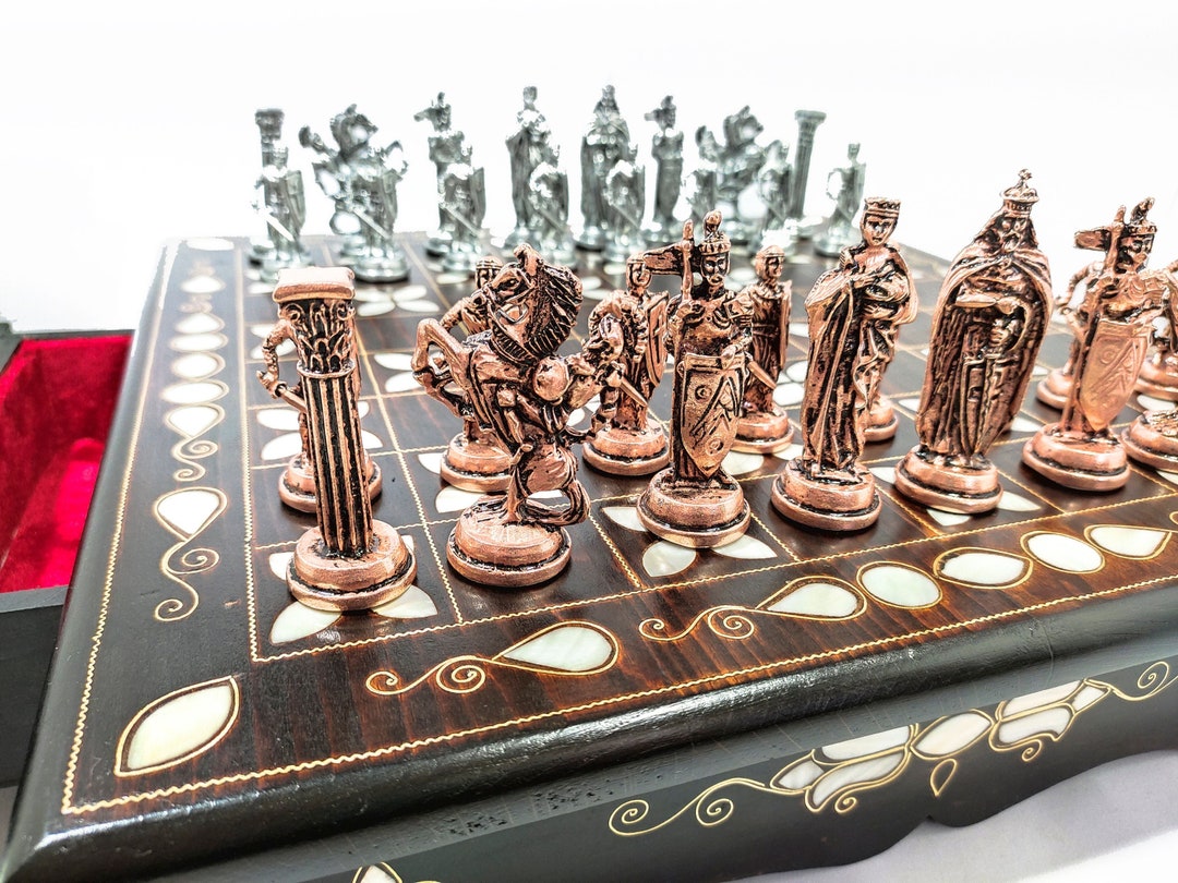 Personalized Wooden Chess Set With Board, Valentines Gift for Men ...