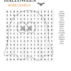 Halloween Ghost Word Search 5 Pages Digital Download Amazing Instant ...