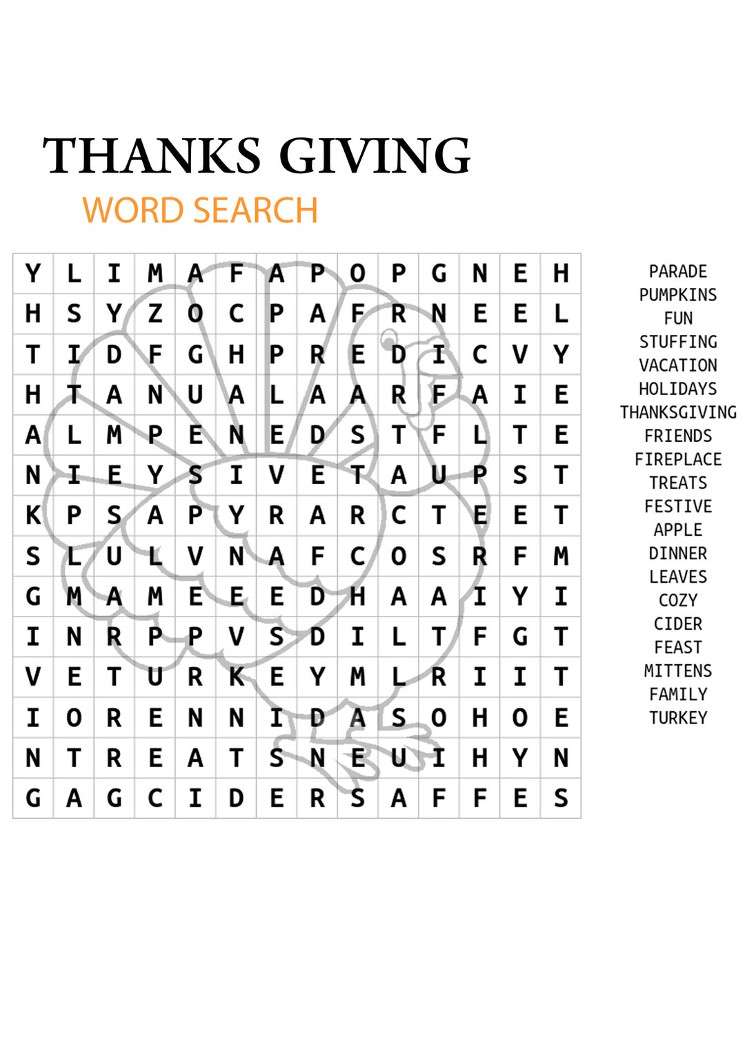 5 Thanks Giving Word Search Puzzles Digital Download Amazing Instant ...