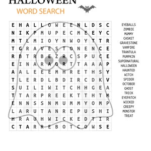 Halloween Ghost Word Search 5 Pages Digital Download Amazing Instant ...