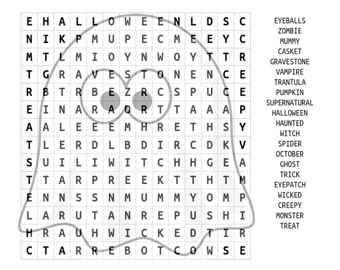 Halloween Ghost Word Search 5 Pages Digital Download Amazing Instant ...