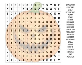 Halloween Ghost Word Search 5 Pages Digital Download Amazing Instant ...