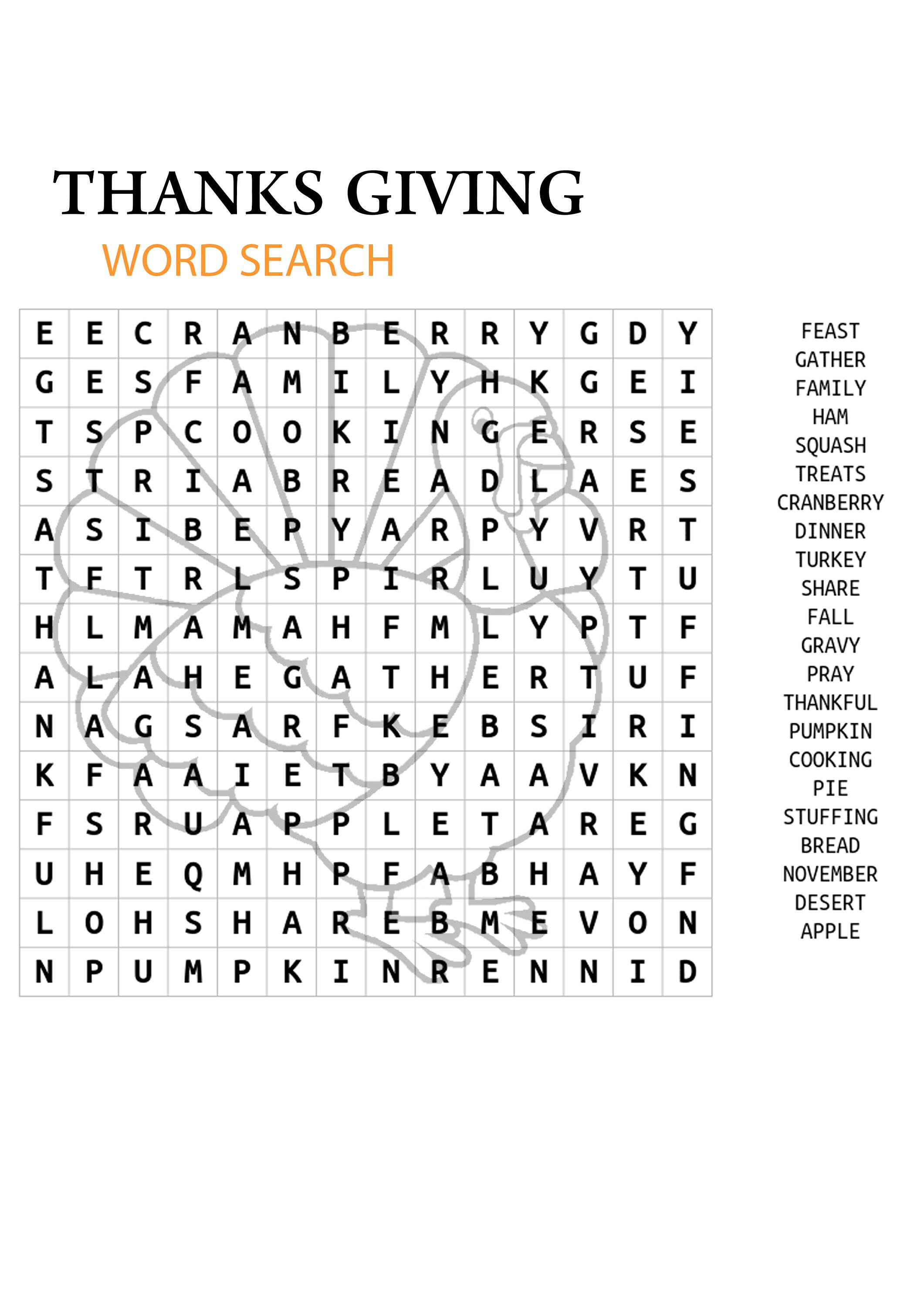 5 Thanks Giving Word Search Puzzles Digital Download Amazing Instant ...