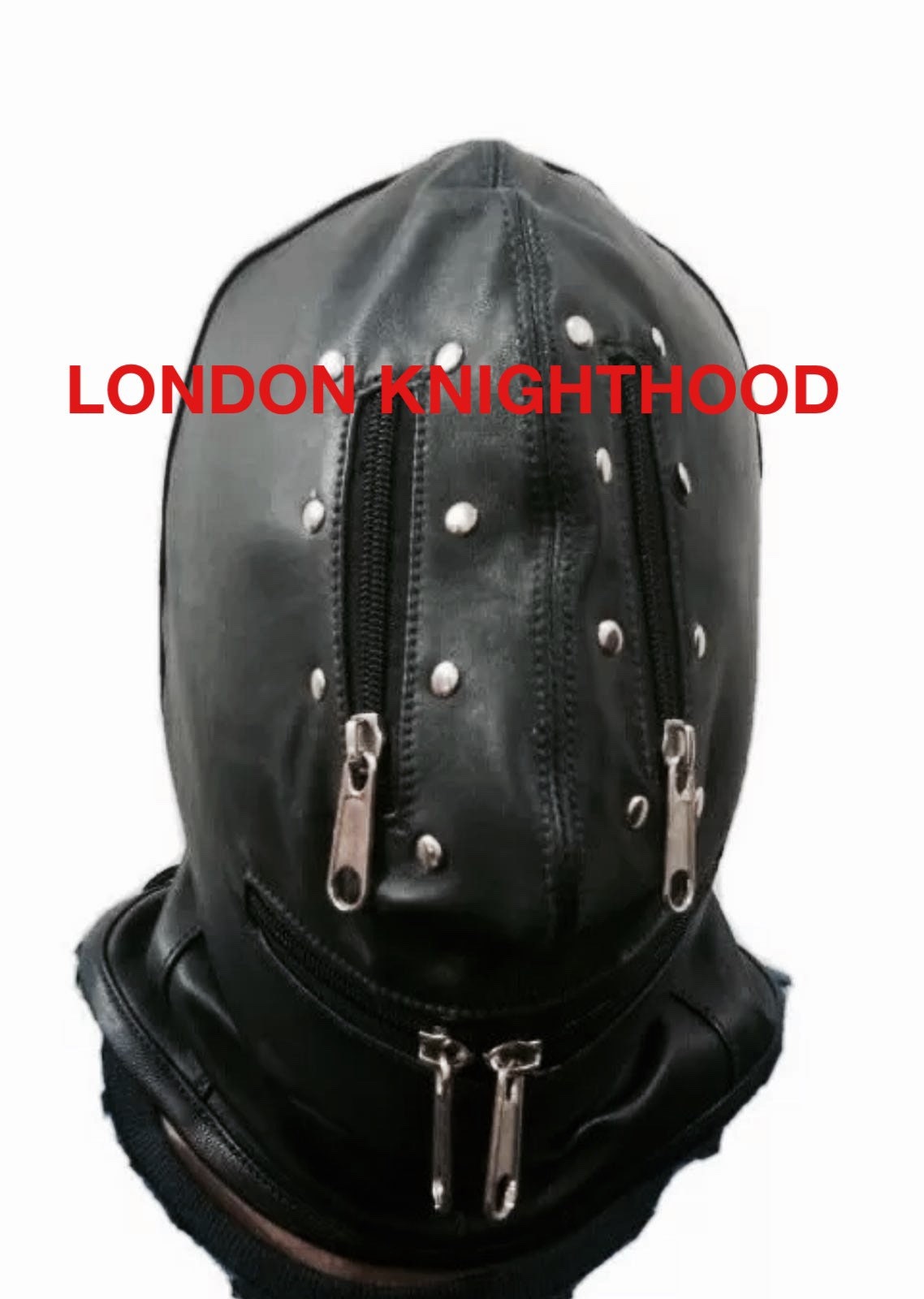 Black Leather BDSM Bondage Gimp Fetish Hood Genuine Leather Studded ...