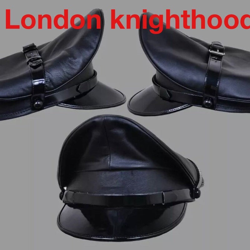 Black Leather Police Cap - Etsy