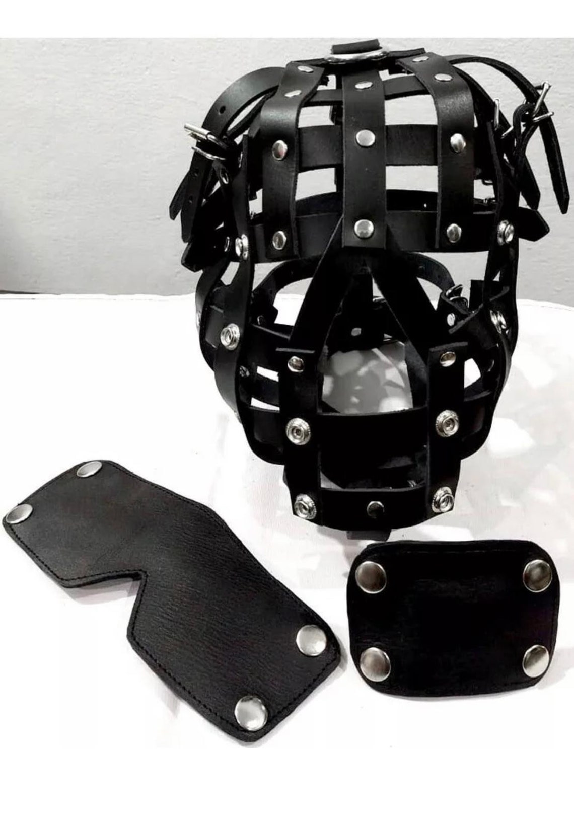 Black Leather BDSM Hood Fetish Gimp Cage Genuine Leather Mask - Etsy