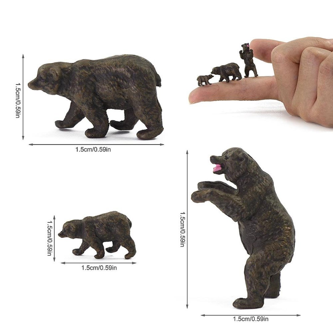 3 Pcs Miniature Bear Wild Animal 1:87 Figures HO Scale Models Toys ...