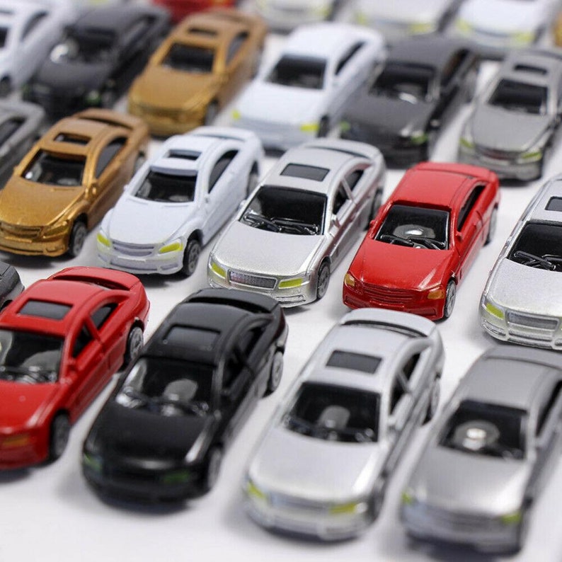 60 Pcs Miniature Car 1:87 Vehicle HO Scale Models Landscape Building ...