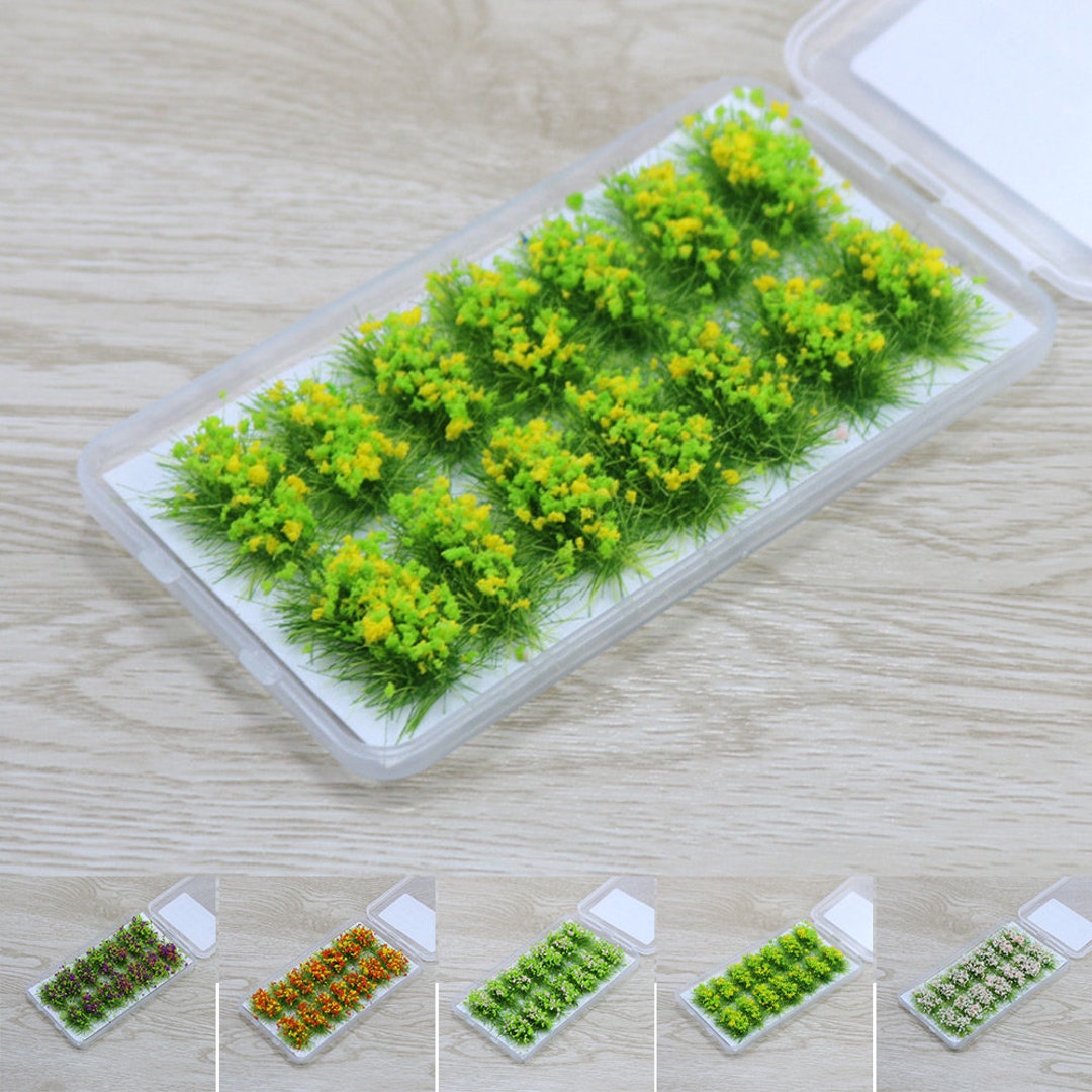 14 Pcs Self-adhesive Miniature Flower Grass Tufts Models Railway ...