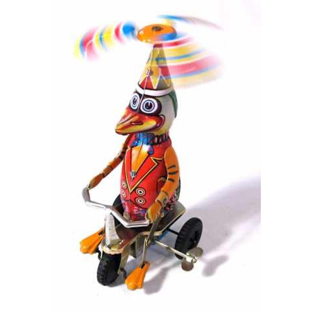 Vintage Circus Duck on Bike Tricycle Propeller Hat Retro Clockwork Wind ...