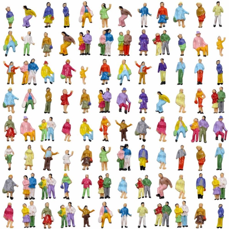 100pcs Miniature People Figures 1:200 Z Scale Model Railway Diorama ...
