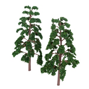 5 Pcs 14cm Miniature Green Tree Models Train Railway Accessories Forest ...