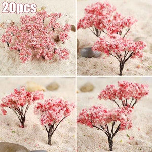 20 Pcs Miniature Sakura Cherry Blossom Tree Models Train Railway ...