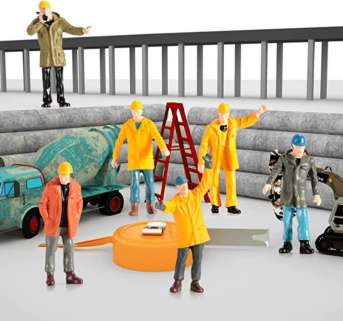 6 Pcs Miniature Construction Engineer Worker People Figure 1:50 Models ...