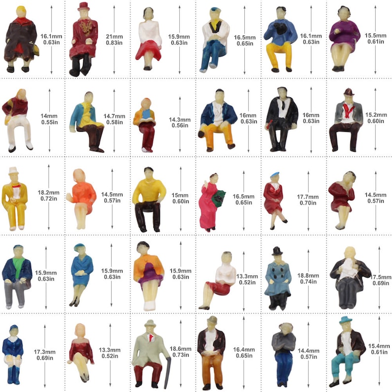 100pcs Miniature People Figures Set HO Scale 1:87, Model Train ...