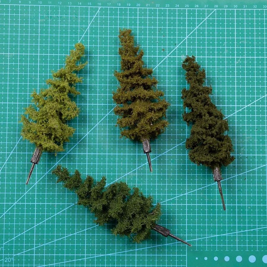 3pcs Miniature Pine Trees, 14cm Scale Model Railway Scenery, Diorama ...